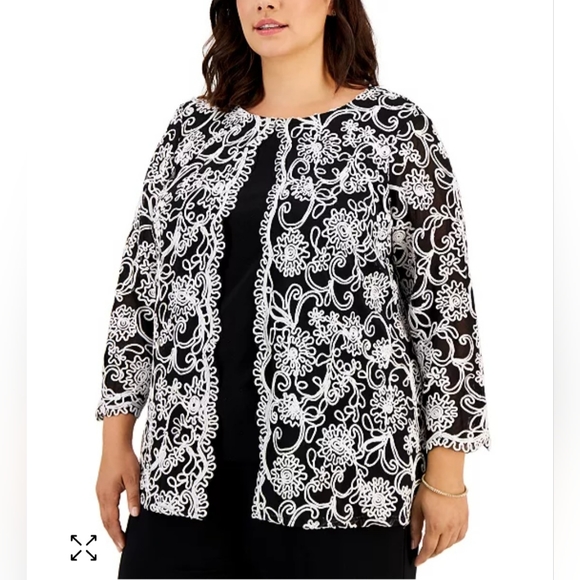 Alex Evenings | Tops | Alex Evenings Plus Size Lace Twinset Jacket ...